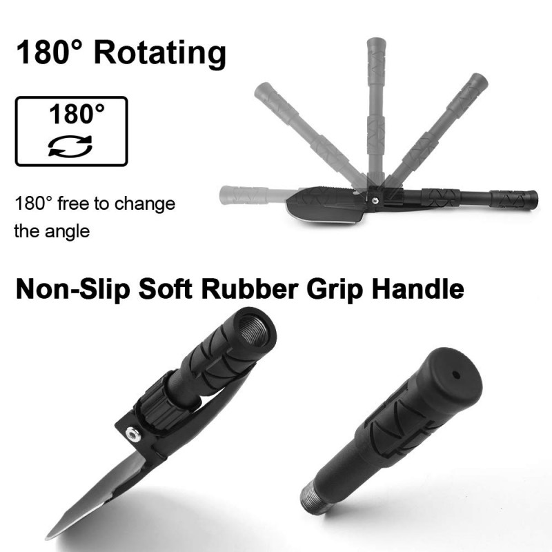 Portable Folding Shovel Pickax with Carrying Pouch All-in-1 Military ...