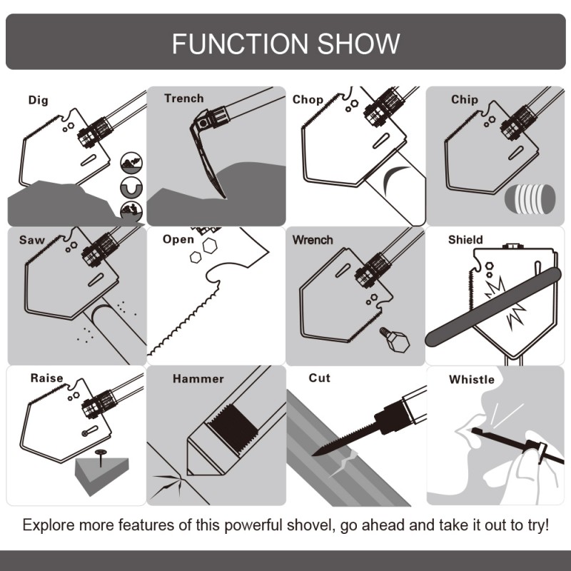 Survival Off-roading Tool Kit Folding Shovel Camping Axe Multitool ...